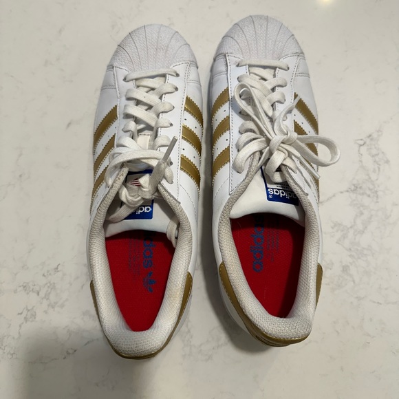 adidas | Shoes | Adidas Shelltoe Gold Striped Sneakers | Poshmark